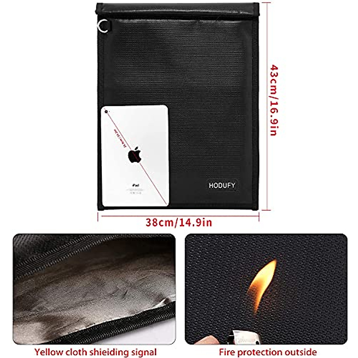 Faraday Bag for Laptops (20 x 15 inches), Faraday Cage, Faraday Bags for Phones & Key Fobs, Fireproof & Water Resistant Bag, Anti-Theft Pouch, Anti-Hacking Case Blocker (Black)