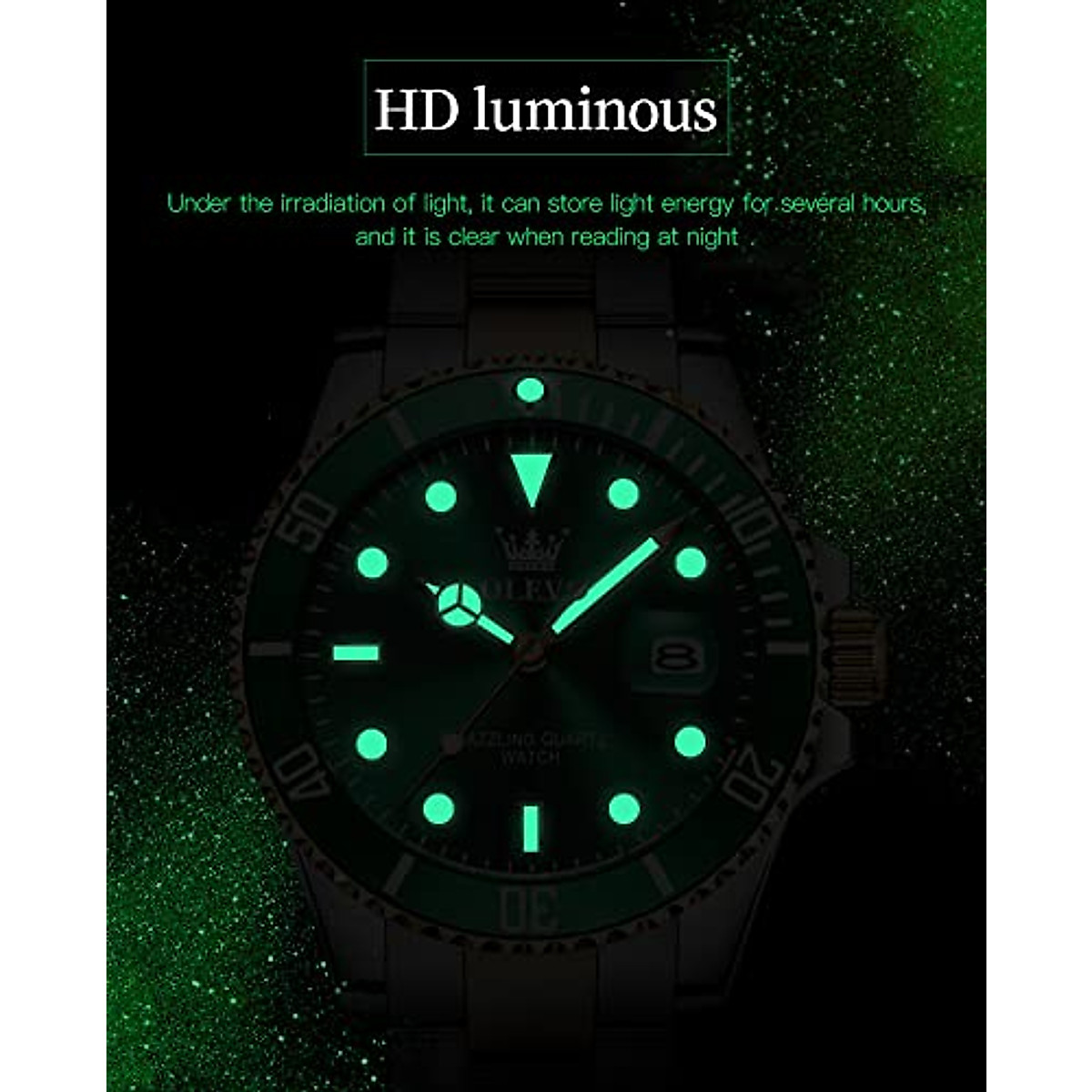 OLEVS Mens Watches Fashion Casual Analog Quartz Watch Waterproof Dress Wrist Watches with Stainless Steel Band Day Window for Men