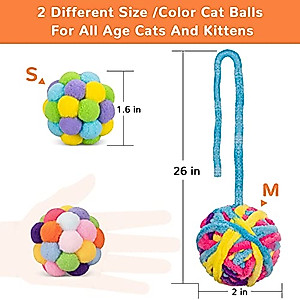 Retro Shaw Woolen Cat Toy Balls with Bell and Fuzzy Balls, Interactive Toys for Indoor Cats and Kittens, Chew Toys, 6 Pack