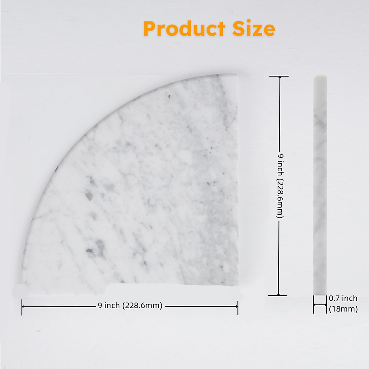 Diflart Marble Corner Shelf Polished 9 Inch, White Carrara Marble Corner Floating Shelves, Wall Mounted Marble Corner Shelves for Shower Bathroom Kitchen Pack of 1 Pcs