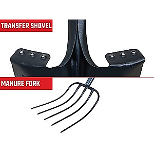 CRAFTSMAN CMXMKIT0070 2-Piece Long Wood Handle Composting Tool Set with Transfer Shovel and 5-Tine Manure Fork, Brown