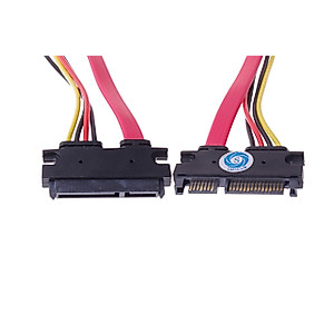 SMAKN(TM) 22-pin (7+15) Sata Male to Female Data and Power Combo Extension Cable - Slimline Sata Extension Cable M/f - 20inch (50cm)