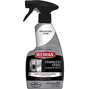 Weiman Stainless Steel Cleaner and Polish Trigger Spray - Protects Against Fingerprints and Leaves a Streak-less Shine - 12 Ounce