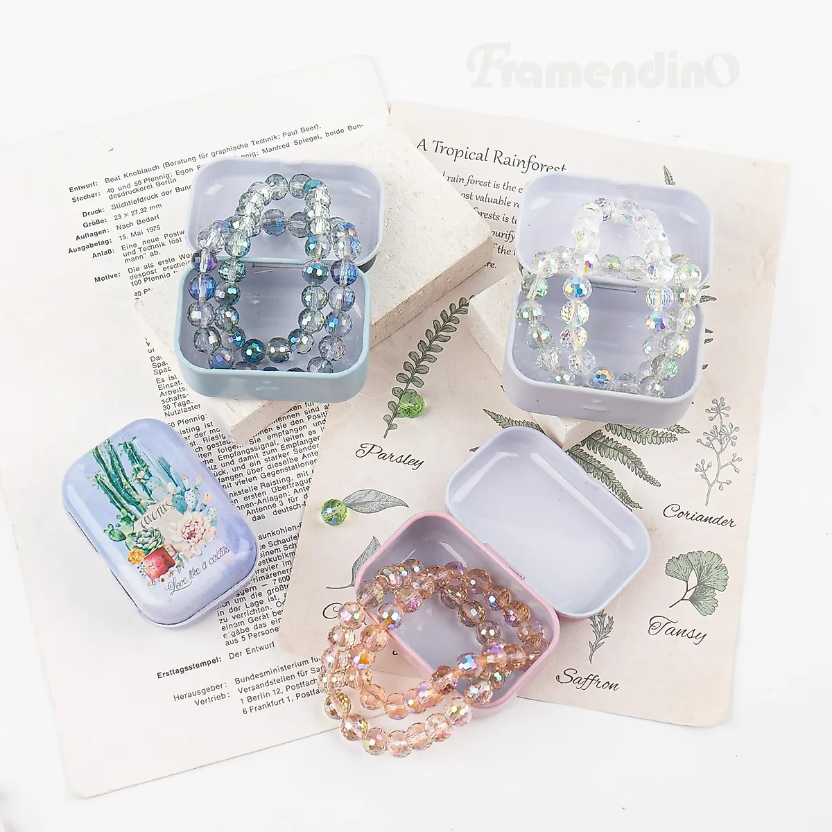 Framendino, 5 Pack Mini Trinket Coin Box Cactus Tin Containers with Lid for Jewelry Storage Case (Random Color)