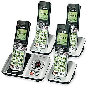 VTech CS6529-4 DECT 6.0 Phone Answering System with Caller ID/Call Waiting, 4 Cordless Handsets, Silver/Black