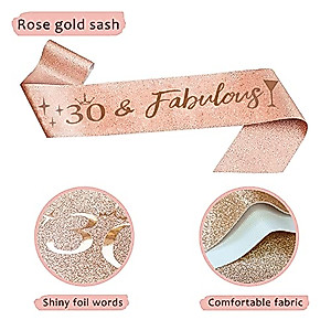 30th Birthday Decorations for Her - 5pcs Gifts Including 30th Tiara Crown, Sash, Cake Toppers, Balloons, Birthday Candles, 30 Birthday Gifts for Women