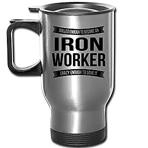 Shirt Luv Iron Worker Travel Mug Gifts - Funny Appreciation Thank You For Men Women New Job 14 oz Mug Silver