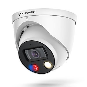 Amcrest UltraHD 4K (8MP) IP POE AI Camera, 4K @30fps, 98ft Night Color Vision F1.0, Security Outdoor Turret Camera, Vehicle & Human Detection, Active Deterrents, Built in Microphone, IP8M-DT3949EW-3AI