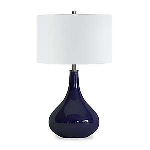 Mirabella 25.5" Tall Table Lamp with Fabric Shade in Ombre Brass Glass/White
