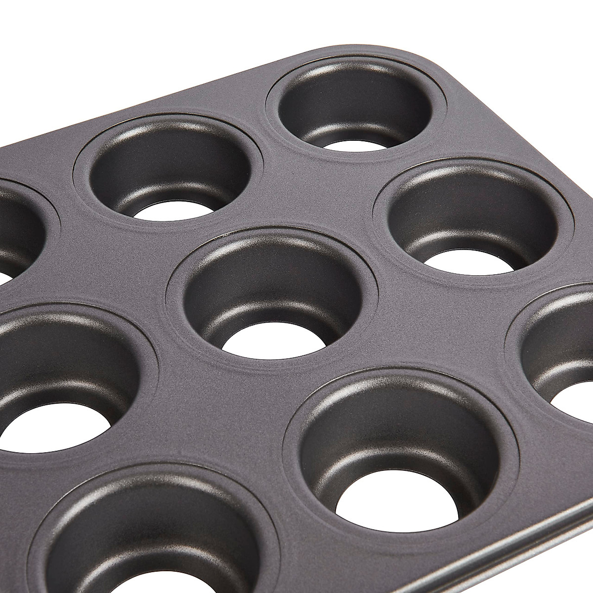 MasterClass KCMCHB96 12 Hole Mini Sandwich Tin with Loose Bases and PFOA Non Stick in Gift Box, Robust 1 mm Carbon Steel, 27 x 36 cm, Grey