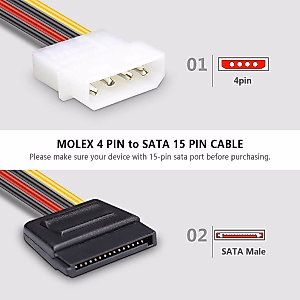 BENFEI SATA to Molex, 3 Pack 4 Pin Molex to SATA Power Cable - 10 Inches