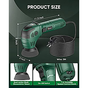 3 inch Car Buffer Polisher, Aiment Oribtal Mini Polisher, 6 Variable Speed 3000-6400RPM Dual-action Car buffer for Car & Motorcycles Detailing Hard to Reach Areas Polishing