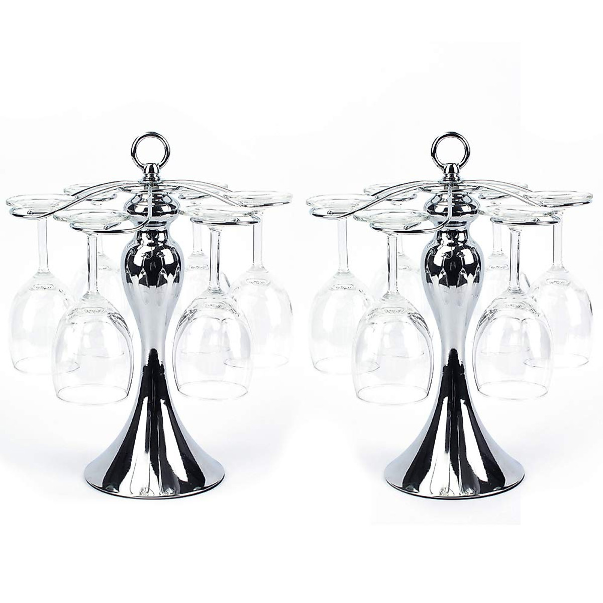 DreamiDeco Countertop Stemware Holder and Wine Glass Drying Rack for Home and Bar, Each Holds 6 glasses, 2 Packs