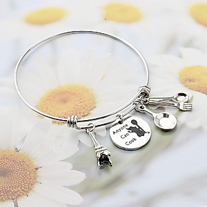 TGBJE Chef Cook Jewelry Kitchen Knife And Fork Dish Charm Bracelet Chef Gift Anyone Can Cook Bangle Kitchen Gift (cook BR)