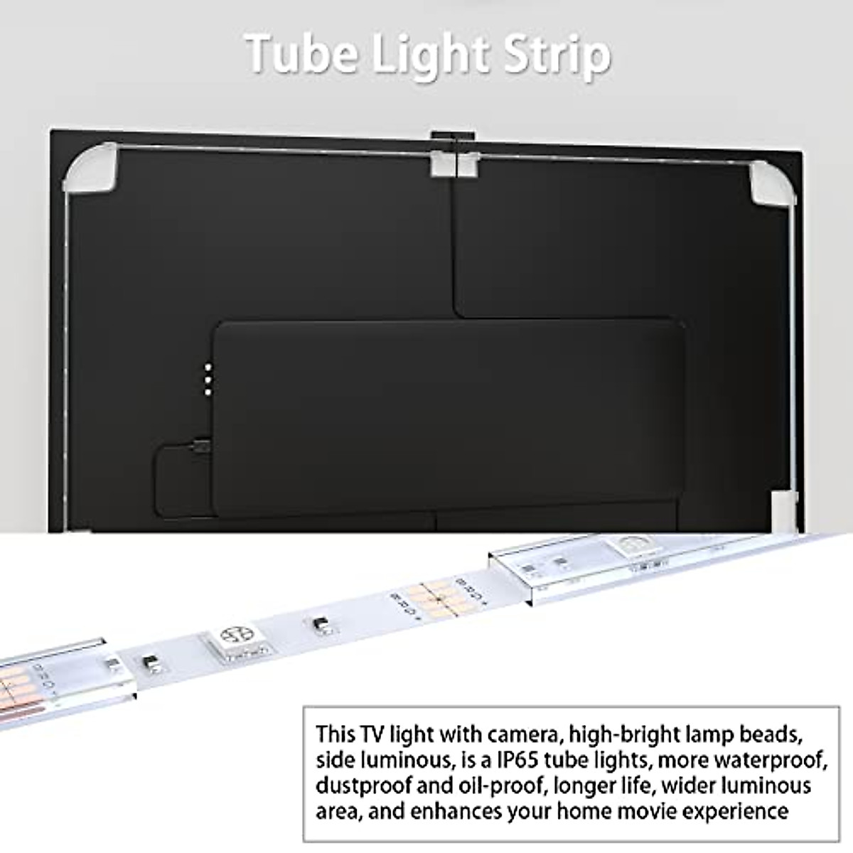 BASON LIGHTING LED TV Backlights with Camera,Side Illumination TV Lights Kit with Daul Control Modes,12.4ft Color Changing Rope Lights for 55-65 inch TV, Music Sync for Gaming Bedroom HDTV Mood Light.