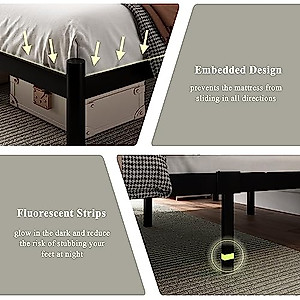 Feonase Full Size Metal Platform Bed Frame with Retro Headboard, Hardened Steel Tube, 12" Under-Bed Storage, No Box Spring Needed, Easy Assembly, Black