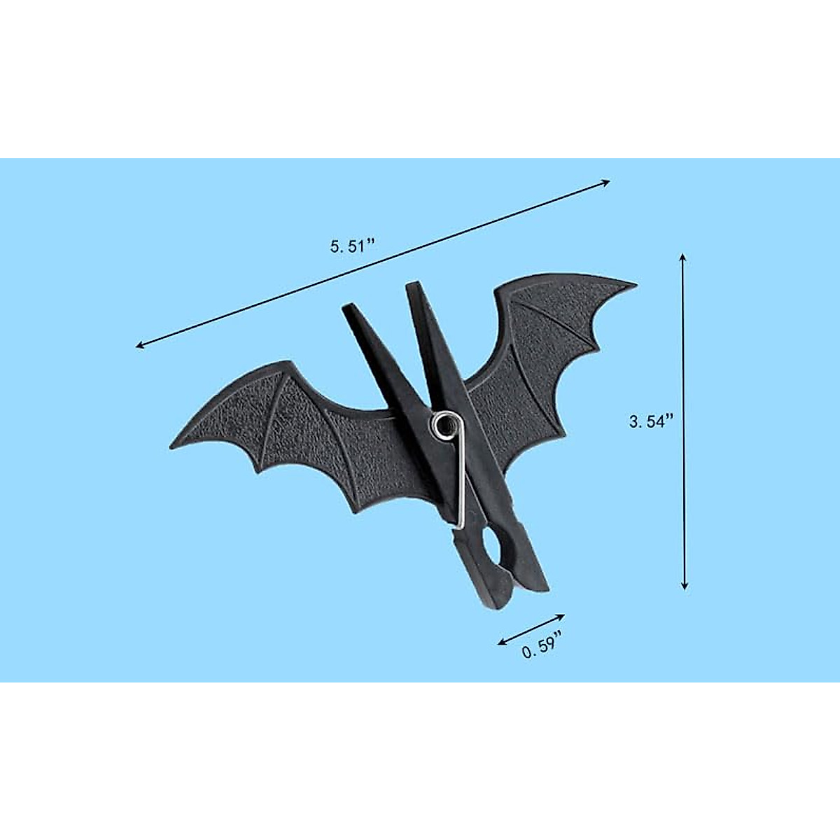 10pcs Halloween Bat Clothes Pins, Windproof Clothesline Clips, Black Plastic Clothespins,Cartoon Non-Slip Clip for Hanging Clothes Outdoor