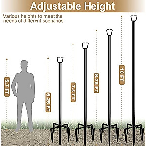 Queension 10FT Plug Floor String Light Poles for Outdoor String Lights for Garden, Backyard, Patio Lighting Stand for Parties, Bistro & Weddings, 1 Pack