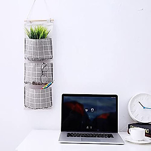 Typutomi 3 Pockets Wall Hanging Storage Bag, Waterproof Over The Door Hanging Organizer Multi-Functional Wall Closet Storage Bag for Bedroom, Kitchen,Entrance, Dresser(Black,22.8x7.87in)