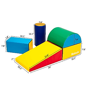 Matladin Indoor Safe Soft Foam Climber 5-Piece Sets, Beginner Toddler Climber with Slide Ramp Indoor Climbing Toys for Toddlers Kids and Children