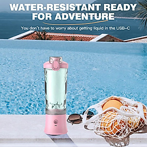 Portable Blender Personal Blender for Shakes and Smoothies with 20 Oz Travel Cup and Lid for Traveling, Outdoor, Gym, Office. (Pink)