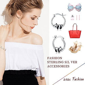 JUSTKIDSTOY Hypoallergenic Panda Hoop Earrings for Women Girls Sterling Silver Small Animal Huggie Hoop Earrings for Sensitive Ears Panda Jewelry Graduation Gifts for Daughter