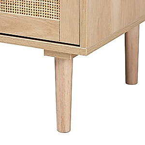 Baxton Studio Harrison Natural Brown Wood and Natural Rattan 3-Drawer Sideboard