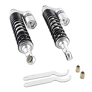 Luckmart Motorcycle 15.75inch 400mm Shock Absorbers Rear Suspension Heavy Duty Universal for Honda Suzuki Yamaha Kawasaki ATV Go Kart Quad Dirt Sport Bikes Black Silver (1pair)