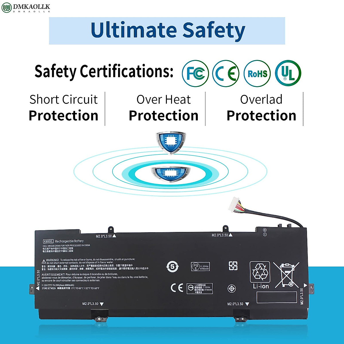 DMKAOLLK KB06XL Battery for HP Spectre X360 15 15-bl012dx 15-bl112dx 15-bl0xx 15-bl1xx 15-bl062nr 15-bl075nr 15-bl102no 15t-bl000 15t-bl100 Series 902499-856 902499-855 902401-2C1 11.55V 77.92Wh