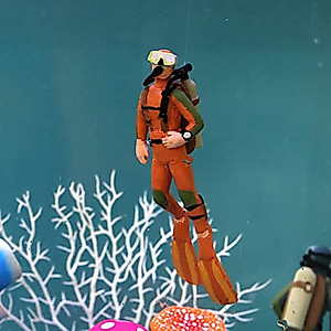 Aquarium Resin Decorations Diver For Fish For Tank Aquatic Pet Supplies With Floating Transparent Ball & Fishing Line Small Aquarium Decorations For Small Tank Betta Fish Aquarium Diver Decor Floating