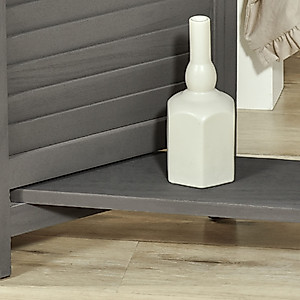 HOMCOM 4 Panel 67" Tall Wood Privacy Screen Room Divider with 3 Display Shelves, and Folding Storage for Bedroom or Home Office, Grey