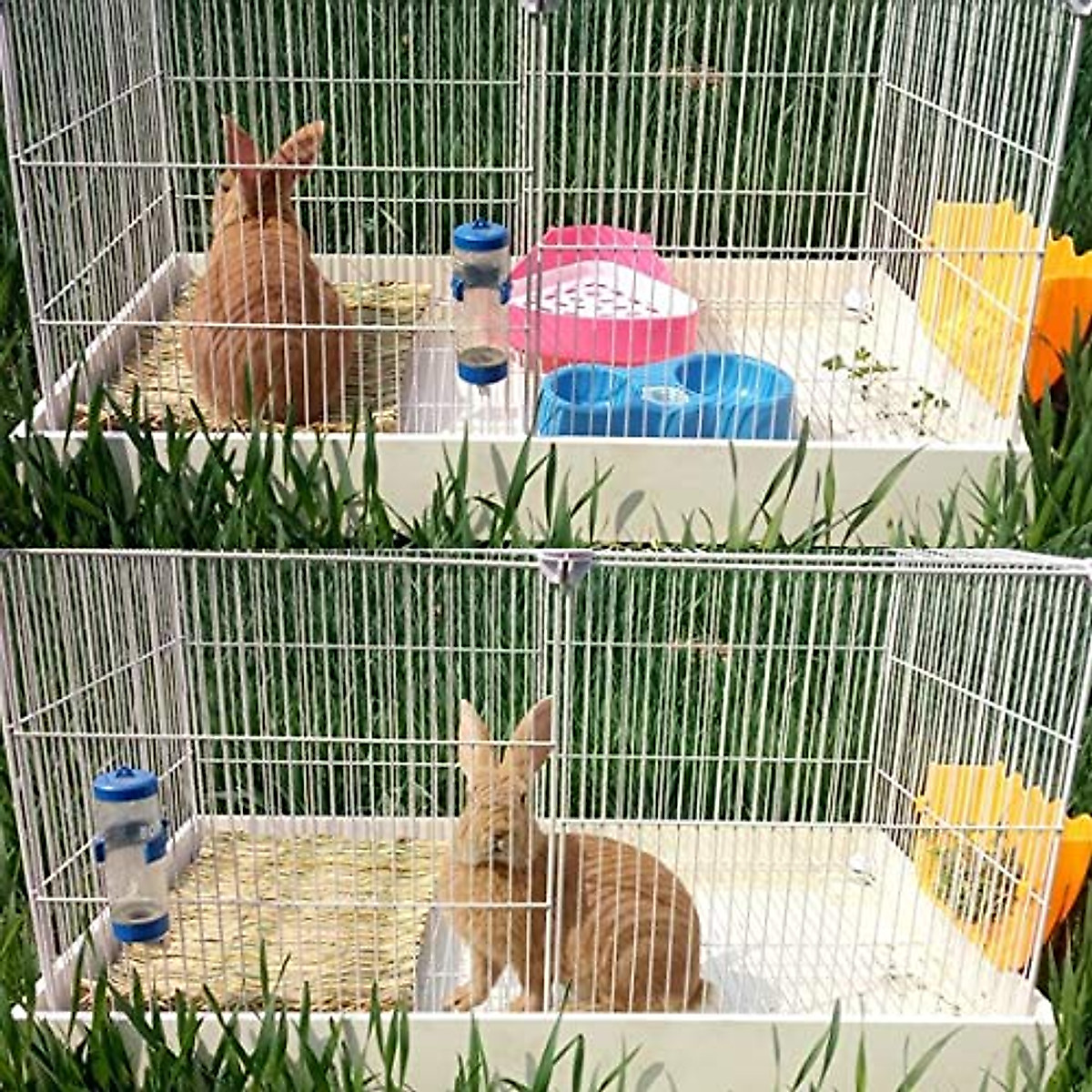 PINVNBY 6 Pack Rabbit Grass Mat, Bunny Natural Straw Woven Bed, Small Animal Cages Hay Nest Sleeping, Chewing, Nesting and Toys for Guinea Pig Hamster and Rat Bed Mat