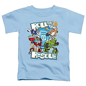 Transformers Roll to The Rescue Unisex Toddler T Shirt for Boys and Girls, Small (2T) Light Blue
