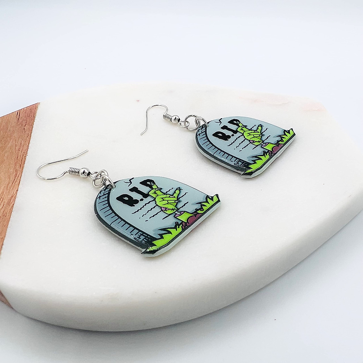 Tombstone Earrings for Women - Day of the Dead Jewelry - Gravestone Earring (The Tombstone)