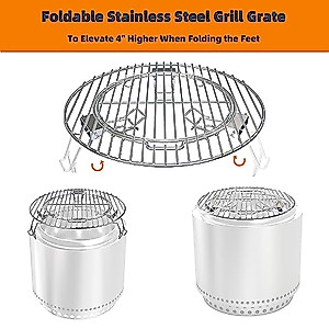 WINTRON Firepit Cooking Grate, 19.5" Stainless Steel Grill Grate for Solo Stove Bonfire Smokelss Firepit, BBQ Gourmet Sear System for Outdoor Camp Fire, Fire-Pit Accessory