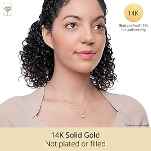 MAX + STONE 14k Yellow Gold 6.5mm Round Solitaire Cubic Zirconia Pendant Necklace for Women with 18 Inch Box Chain