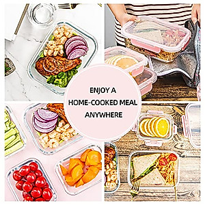 SHYRC 10 Pack Glass Meal Prep Containers with Lids, Airtight Glass Food Storage Containers Leak Proof Glass Lunch Containers(10 Lids & 10 Containers) - Pink
