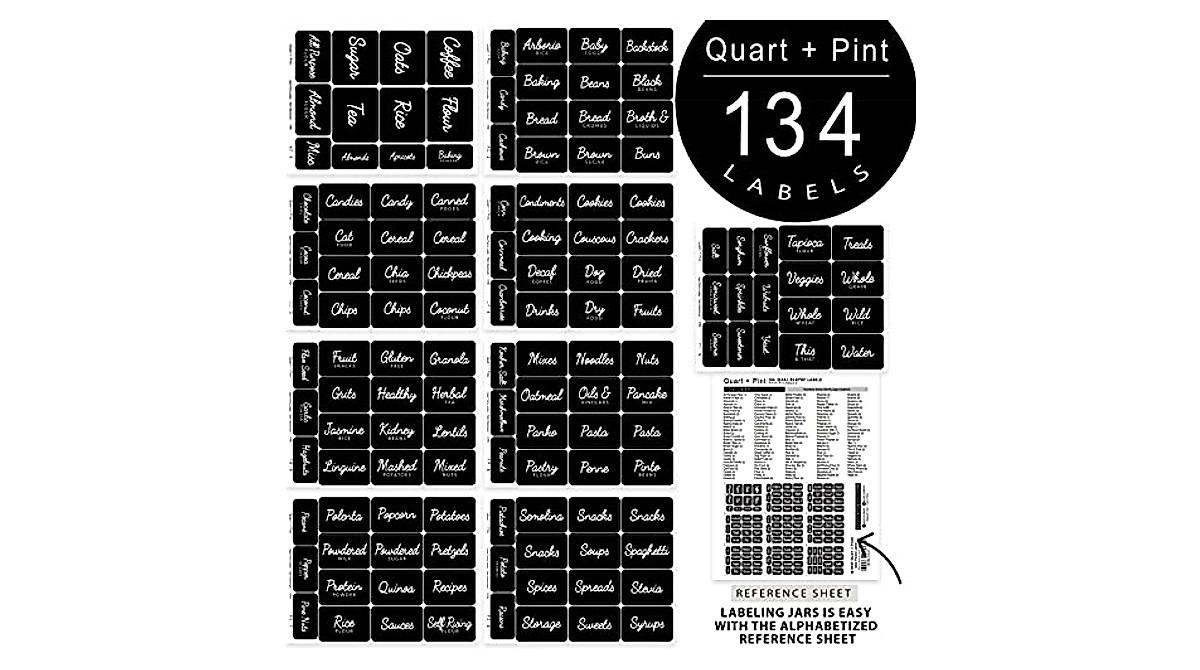 Elegant Pantry Labels - Quart + Pint Kitchen Organization