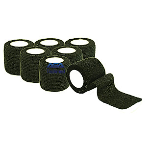 6 - Pack, Black 2” x 5 Yards, Self-Adherent Cohesive Tape, Strong Sports Tape for Wrist, Ankle Sprains & Swelling, Self-Adhesive Bandage Rolls (Black)