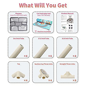 Baby Playpen with Mat, Large Playpen For Babies and Toddlers, 71"L x 59"W x 25.5"D Baby Fence Play Area with Playmat, 360° Visible Playard for Baby, Indoor Extra Large Baby Playpen for Infants Age 1-3