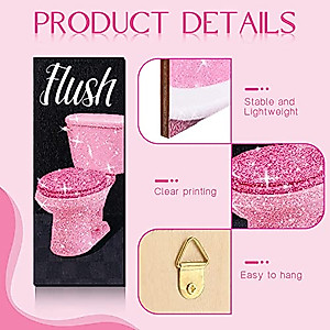 Chinco 4 Pcs Women Funny Wall Art Bathroom Decor Glam Bathroom Wall Decor Black and White Glam Bathroom Wall Arts Modern Women Funny Bathroom Wood Hanging Decors for Home Bathroom (Pink,Sweet)
