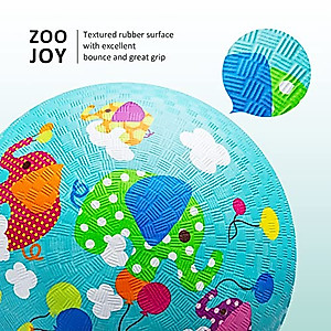 ZOOJOY Cartoon Playground Balls for Kids & Toddlers, 8.5" Rubber Kickballs Bouncy Ball Toys Indoor/Outdoor Ball Games, School Recess Balls with Pump