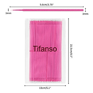 tifanso 400PCS Micro Cotton Swabs, Micro Swabs for Eyelash Extension, Disposable Micro Applicator Brush Micro Eyelash Swabs Pink(Head Diameter: 2.0mm)