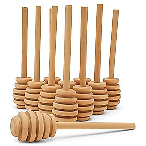 Wooden Honey Dippers 4 Inch, Pack of 6 Honey Dipper Sticks for Party Favors, Décor, and Food Boards, by Woodpeckers