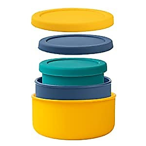 BEFOY Large Silicone Food Storage Container Set Airtight Stackable with Lids Lunch Bento Snack Box School Office Camping Hiking BPA Free