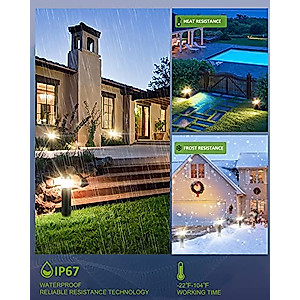 MOON-DE-AGE Low Voltage Landscape Pathway Lights, 12V LED Bollard Light IP67 Waterproof, Outdoor Driveway Walkway Wired Lights (Inclusion Connector) - Yard Garden Lawn, 2700K Warm White, 6 Pack