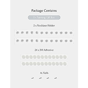 Heesch Necklace Holder, Acrylic Necklace Hanger, Wall Mont Necklace Organizer, Jewelry Hooks for Necklaces, Bracelets, Chains (2-pack Clear)