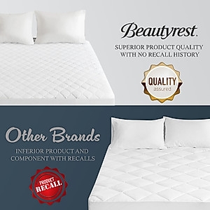 Beautyrest Cotton Blend Heated Mattress Pad Secure Comfort Technology - Luxury Quilted Electric Mattress Pad with Deep Pocket - 5-Setting Heat Controllers, Twin XL , White