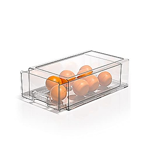 AYOTEE Refrigerator drawer organizer Fridge clear stackable drawers Organizer Bins stackable fridge storage bins drawers for Fridge,Freezers(LARGE)