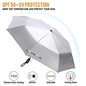 G4Free UPF 50+ UV Protection Large Travel Umbrella 42/46 Inch Auto Open Close Windproof Sun Blocking Umbrella